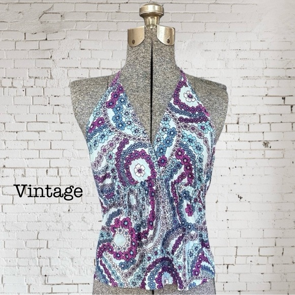 Tops | Vintage Halter Top Great Condition Small Stretchy Unique ...